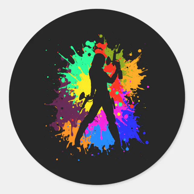 Paintball Paint Shooting Paintballer Air Gun Classic Round Sticker | Zazzle