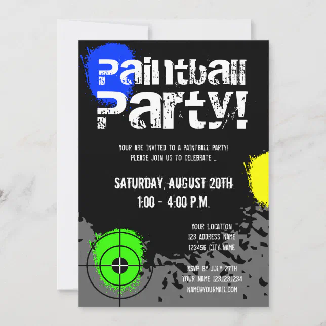 Paintball party invitations | Custom invites | Zazzle