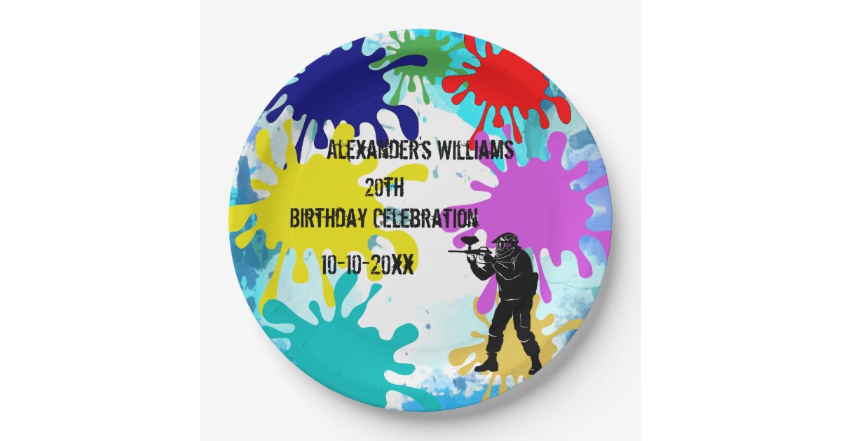 Paintball Party Paper Plates | Zazzle