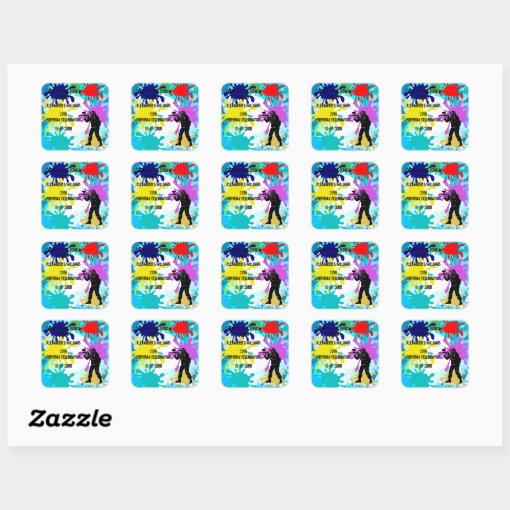 Paintball Party Square Sticker | Zazzle