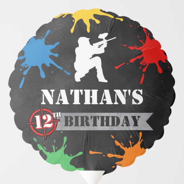 Paintball Splatter Teen Boys Birthday Party Balloon | Zazzle