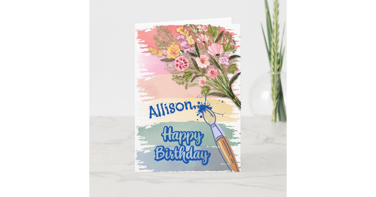 Paintbrush Happy Birthday Card | Zazzle