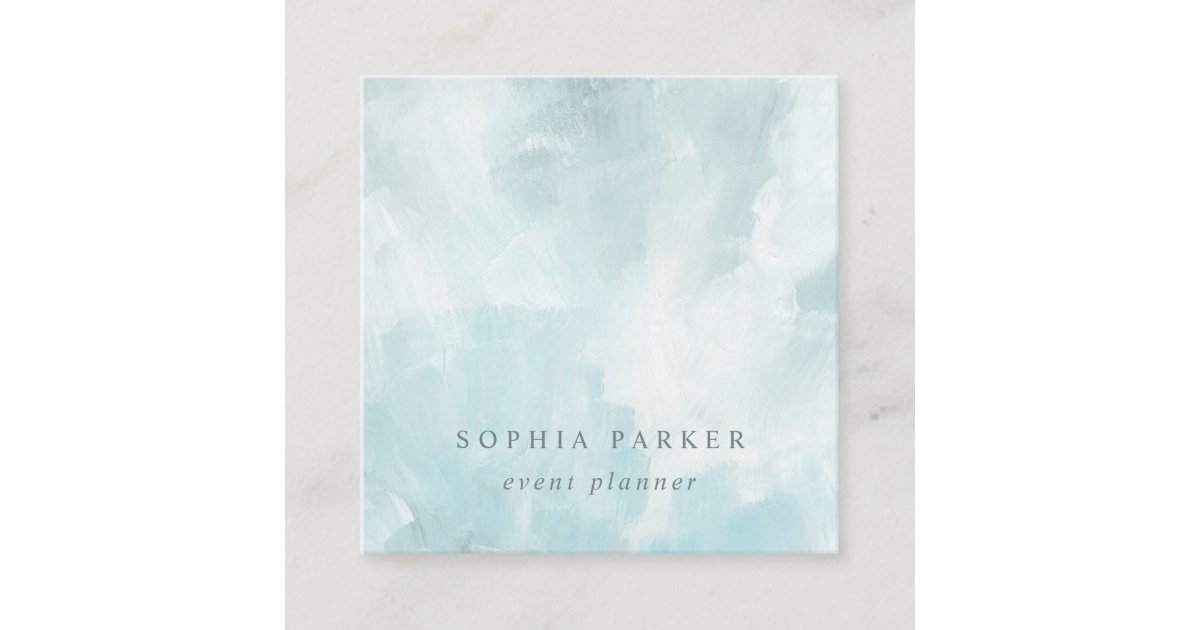 Painted Abstract | Elegant Minimalist Blue Square Business Card | Zazzle