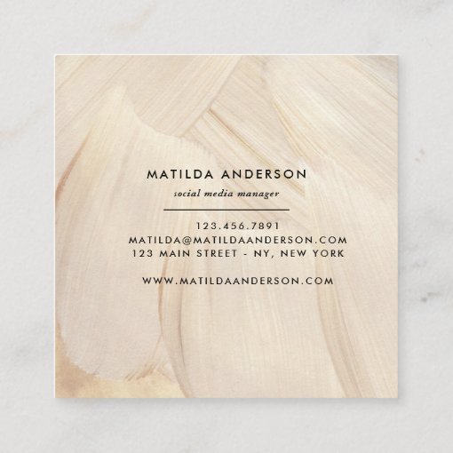 Painted Abstract Natural Elegant Neutral Simple Square Business Card ...