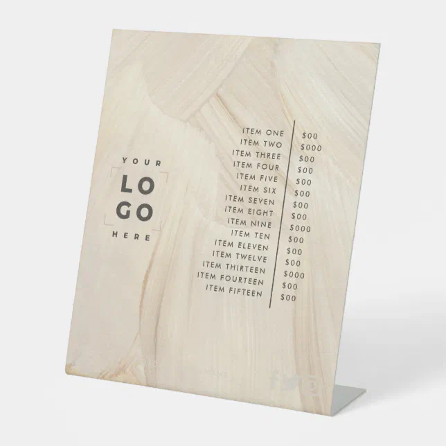 Painted Abstract Natural Elegant price list Pedestal Sign | Zazzle