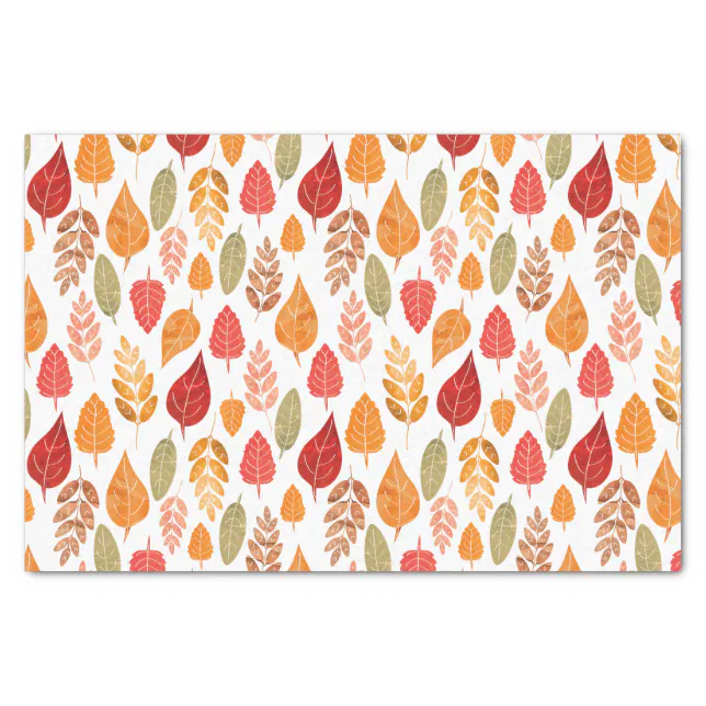 Painted Autumn Leaves Pattern Tissue Paper | Zazzle