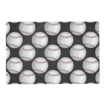 Painted Baseball Pattern Placemat | Zazzle