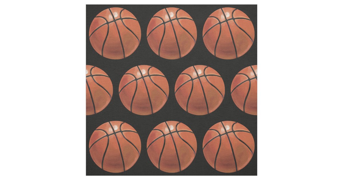 Painted Basketball Pattern Fabric | Zazzle