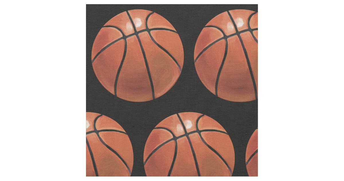 Painted Basketball Pattern Fabric | Zazzle