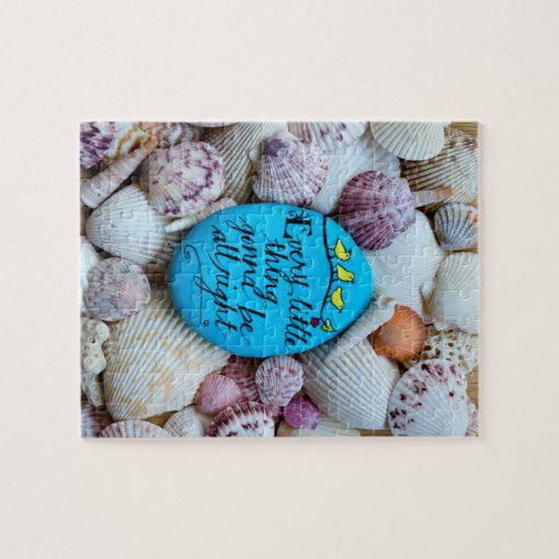 Painted beach rock art, sea shells jigsaw puzzle | Zazzle