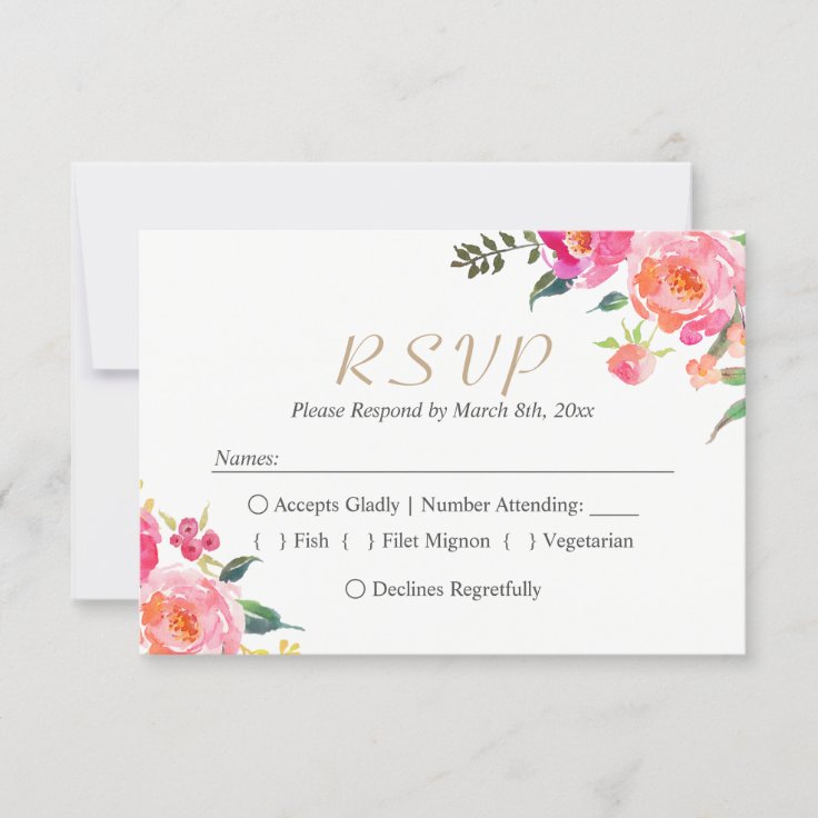 PAINTED BLOOMS Botanical Floral Wedding RSVP | Zazzle