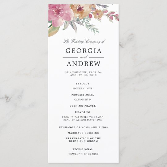 Painted Blooms Wedding Ceremony Program | Zazzle.com