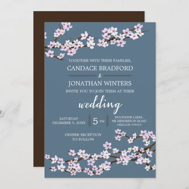 Painted Cherry Blossoms Wedding Invitation | Zazzle