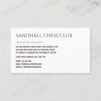 Painted Chess Board, Chess Club Business Card | Zazzle