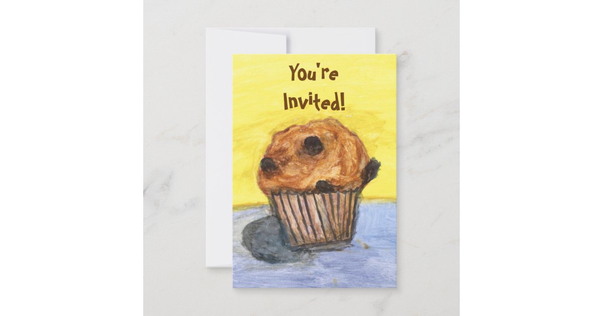 Painted Chocolate Chip Muffin Invitation | Zazzle