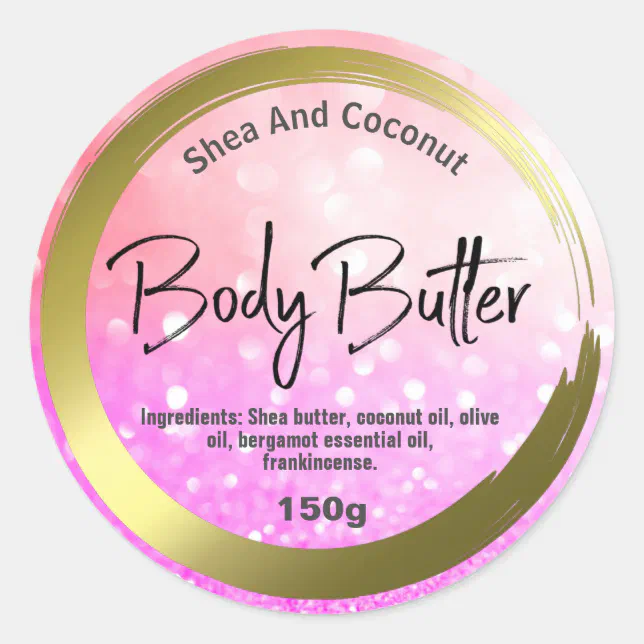 Painted Circle Shea Purple Pink Body Butter Labels | Zazzle