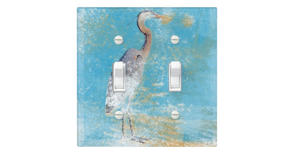 Painted Coastal Great Blue Heron Light Switch | Zazzle
