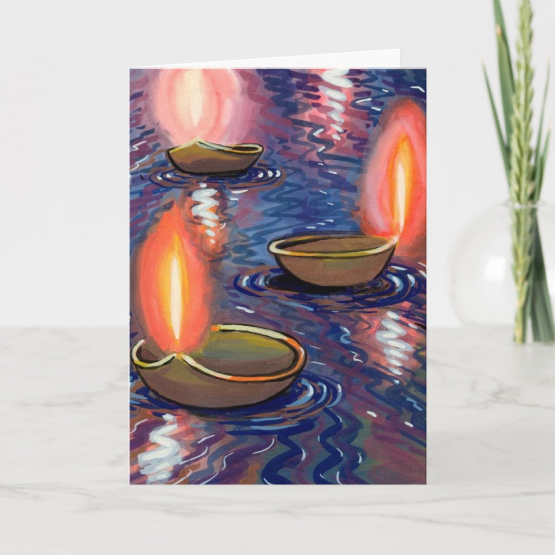 Painted Deepas Floating down the River Card | Zazzle
