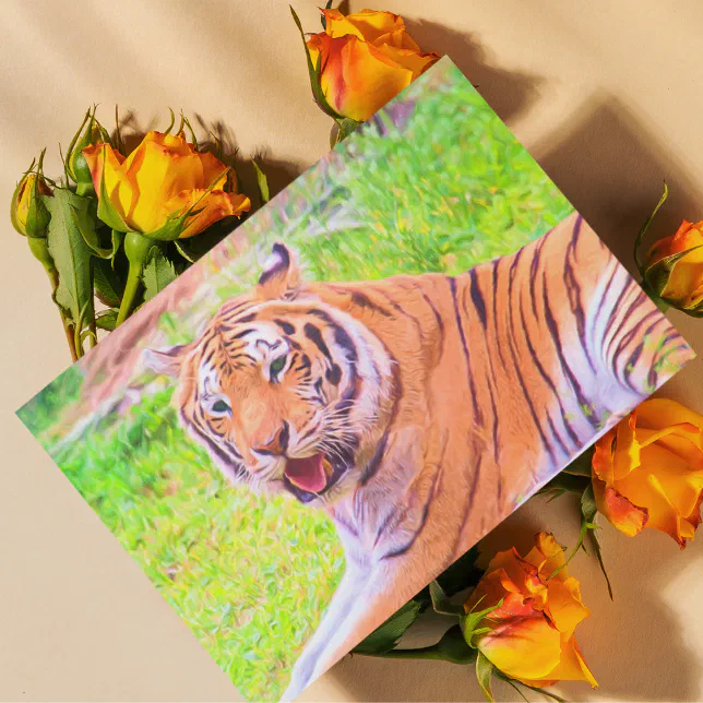 Painted Digital Siberian Tiger Postcard | Zazzle