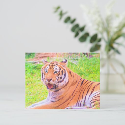 Painted Digital Siberian Tiger Postcard | Zazzle