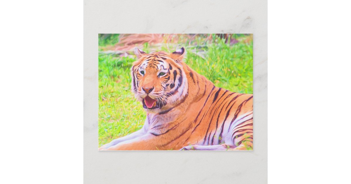 Painted Digital Siberian Tiger Postcard | Zazzle