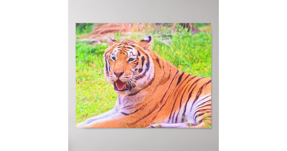 Painted Digital Siberian Tiger Poster | Zazzle