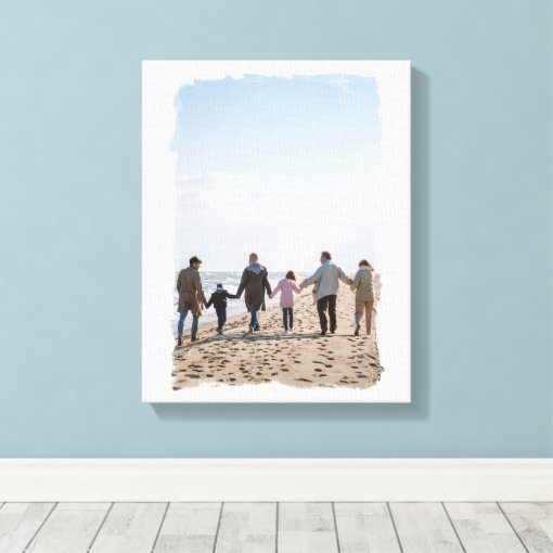 Painted Edges Brush Stroke Frame Custom Photo Canvas Print | Zazzle