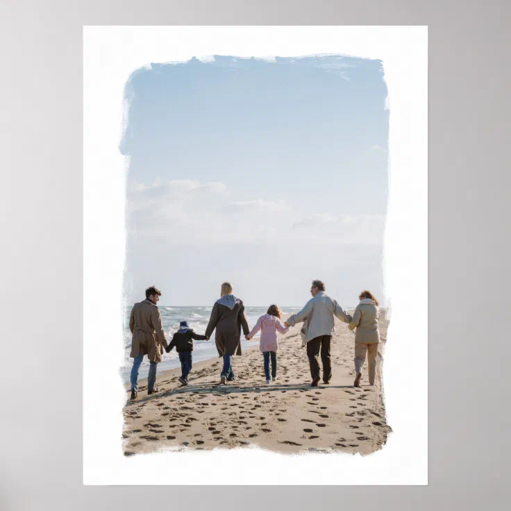 Painted Edges Brush Stroke Frame Custom Photo Poster | Zazzle