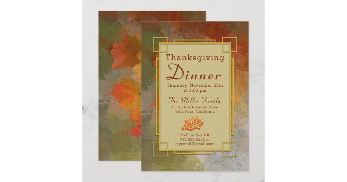 Painted Fall Colors Thanksgiving Invitation | Zazzle