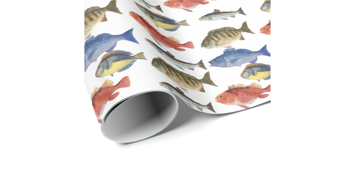 Painted Fish Wrapping Paper | Zazzle
