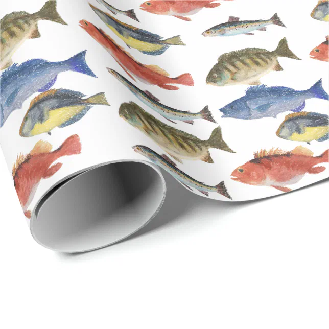 Painted Fish Wrapping Paper | Zazzle