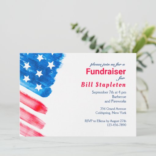 Painted Flag Political Fundraiser Invitation | Zazzle
