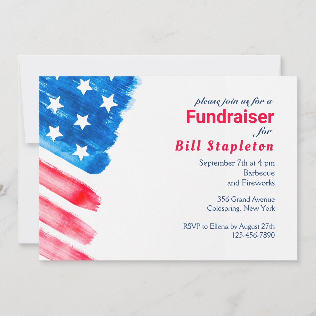 Painted Flag Political Fundraiser Invitation | Zazzle