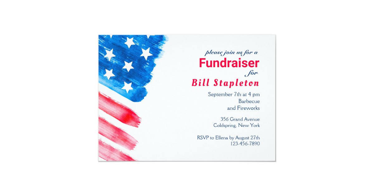Painted Flag Political Fundraiser Invitation | Zazzle.com
