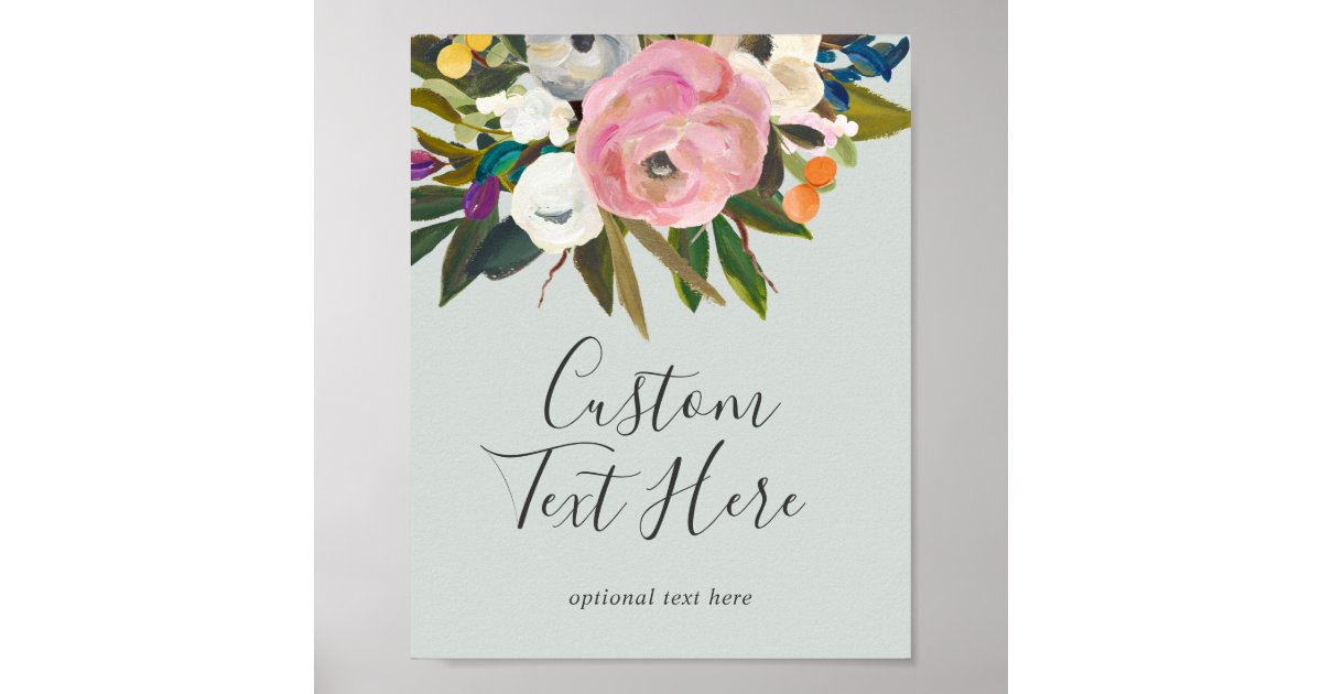 Painted Floral Custom Text Sign | Zazzle