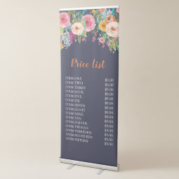 Painted Floral Free Standing Business Price Sign | Zazzle
