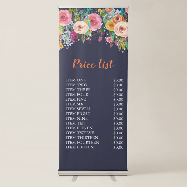 Painted Floral Free Standing Business Price Sign | Zazzle