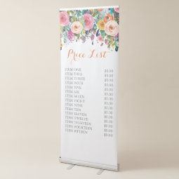 Painted Floral Free Standing Business Price Sign | Zazzle