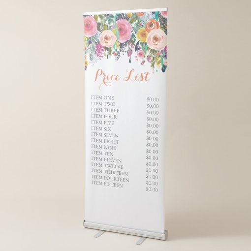 Painted Floral Free Standing Business Price Sign | Zazzle
