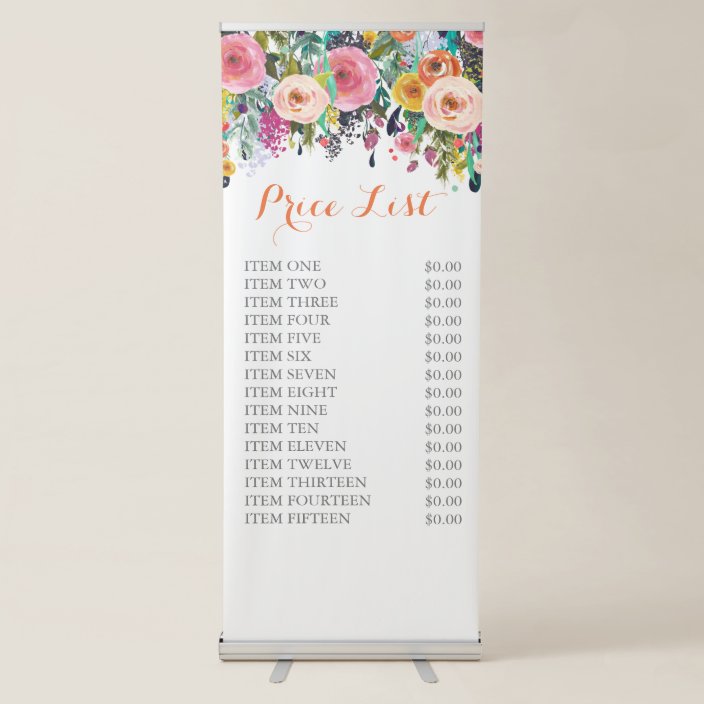 Painted Floral Free Standing Business Price Sign | Zazzle.com