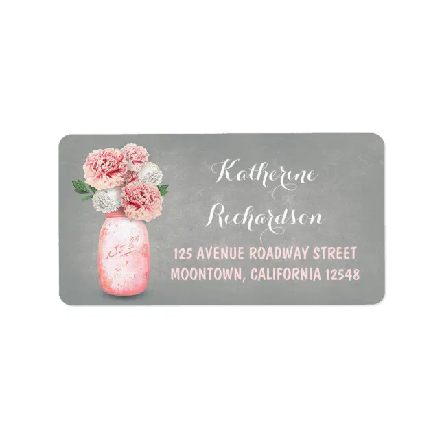 Painted floral mason jar wedding address labels | Zazzle