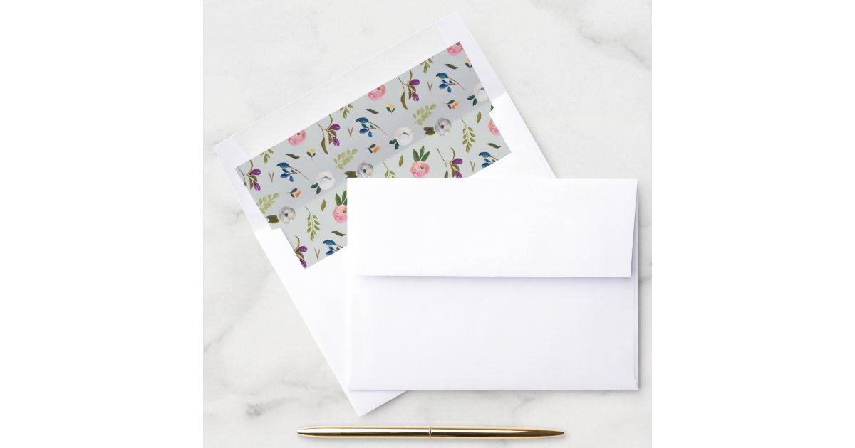 Painted Floral Pattern Envelope Liner | Zazzle