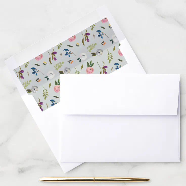 Painted Floral Pattern Envelope Liner | Zazzle