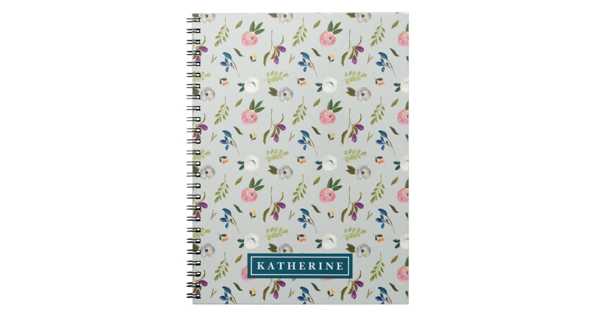 Painted Floral Personalized Spiral Notebook | Zazzle