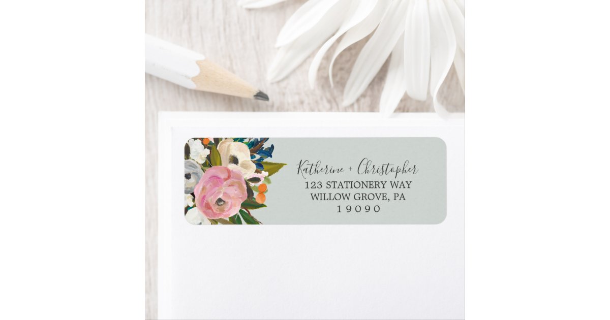 Painted Floral Return Address Label | Zazzle