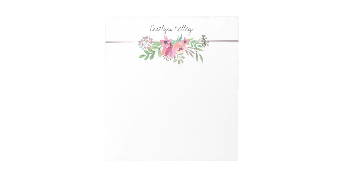 Painted Flowers Personalized Notepad | Zazzle