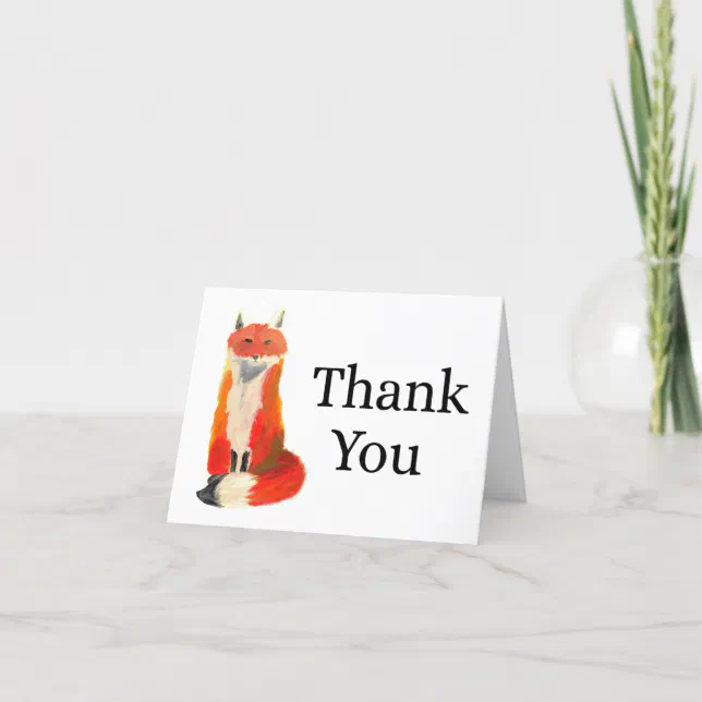 Painted Fox Thank You Card | Zazzle