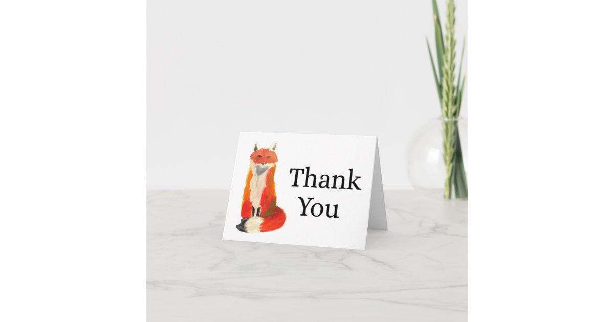 Painted Fox Thank You Card | Zazzle