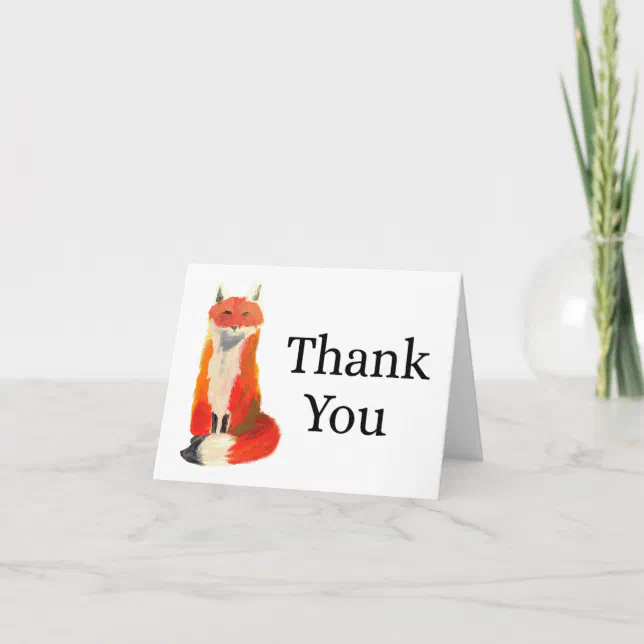 Painted Fox Thank You Card | Zazzle