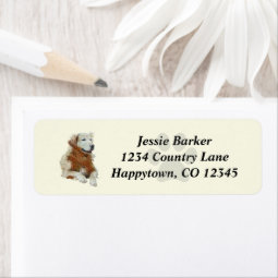 Painted Golden Retriever Return Address Label | Zazzle